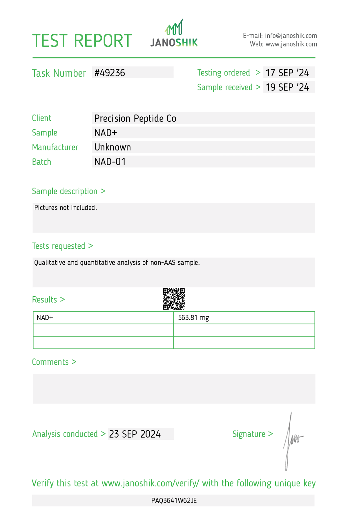 NAD + 500mg - Precision Peptide Co. NAD + 500mg - Precision Peptide Co.